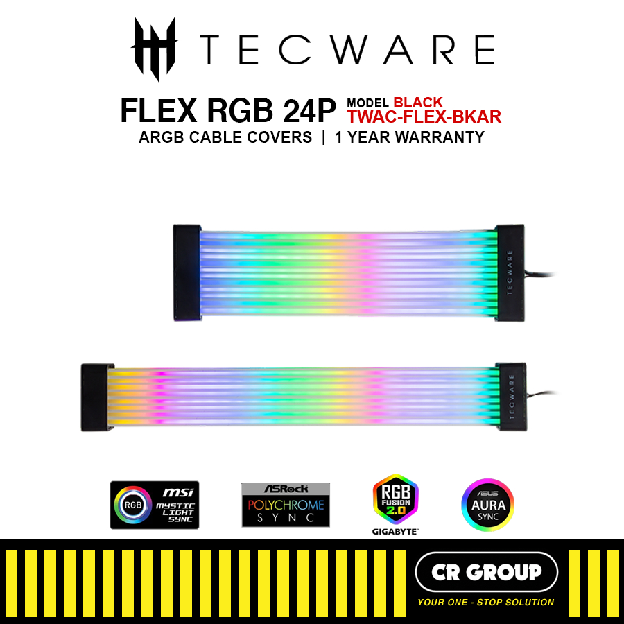 สายต่อ Tecware FLEX RGB 24p+GPU - สาย PSU LED ครอบคลุม (รับประกัน 1 ปี ...