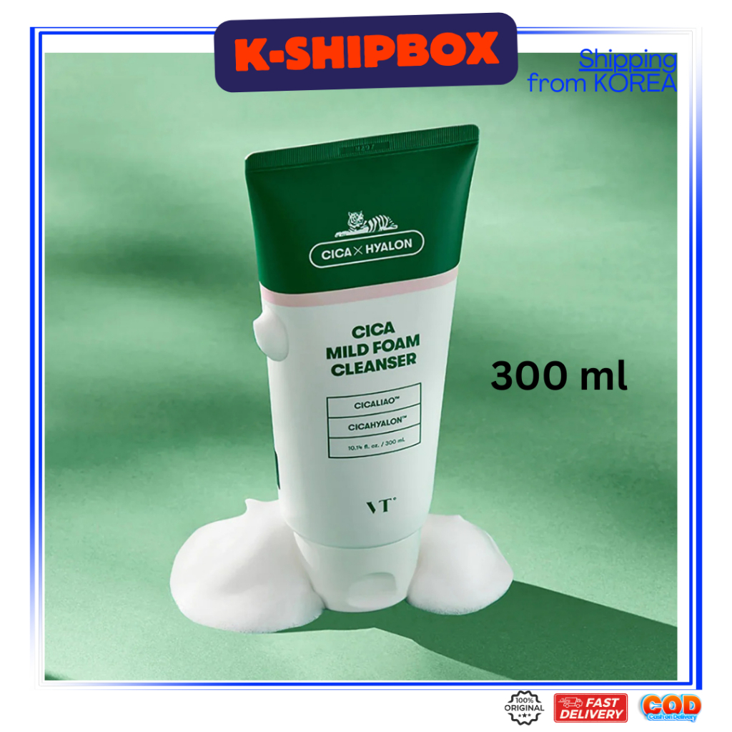 Vt (Cica X HYALON) Cica Mild Foam Cleanser (300ml Gentle & Hydrating Cleanser สําหรับผิวสดชื่น ...