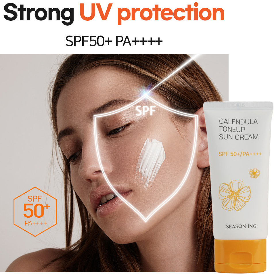 [50g X 2 EA] SEASON:ING Calendula Tone up Sun Cream SPF 50+ PA++++,Triple care ,ไวท์เทนนิ่ง,ชุ่ม ...