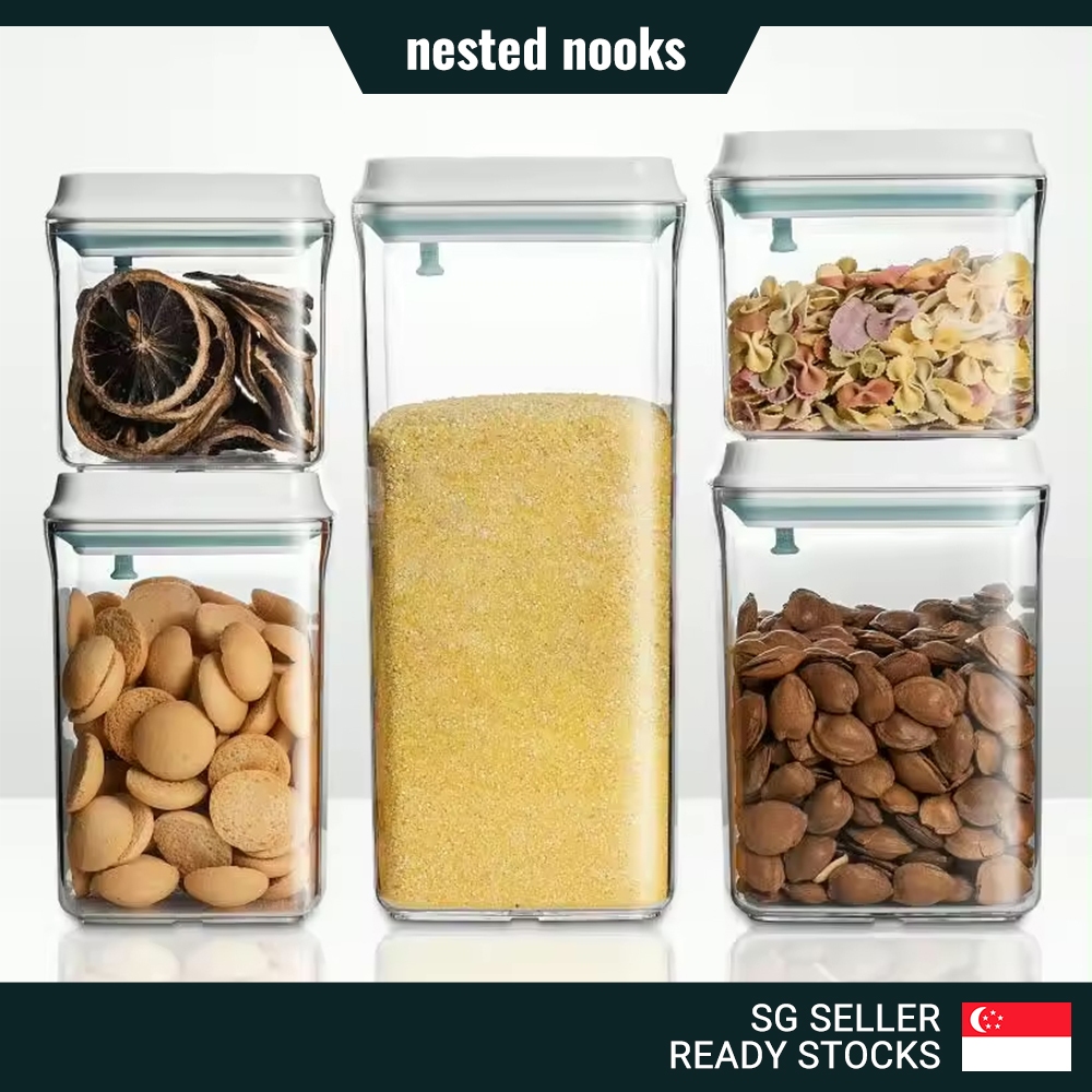 Hakou AirTight One Push Button Square Food Storage Container Clear ...