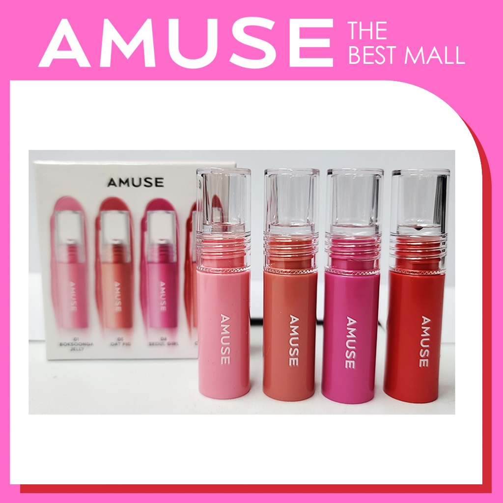 [ Amuse ] Mini Jel-fit Lip Tint set ( 4 * 1.3g ) | Shopee Thailand
