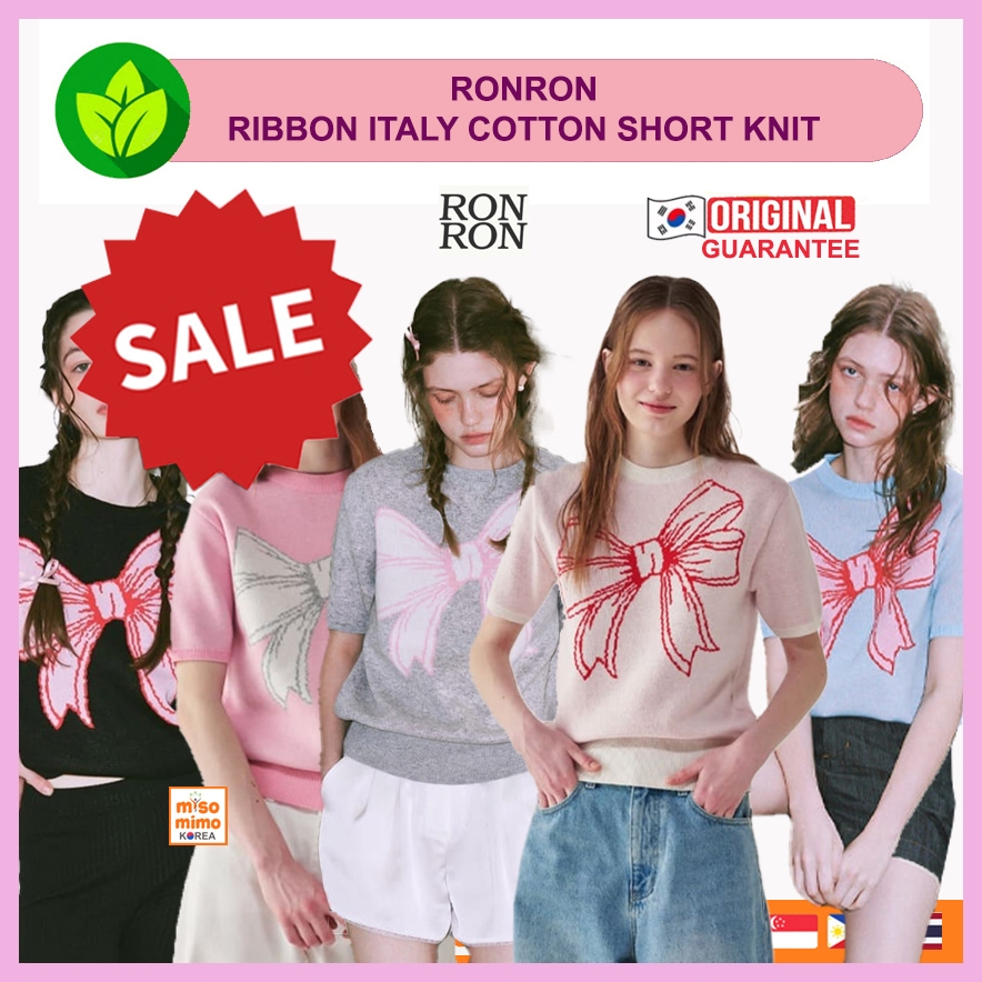 ️แท้ / พร้อมส่ง ️ Ronron RIBBON ITALY COTTON SHORT KNIT ของแท ้ 100 % ...