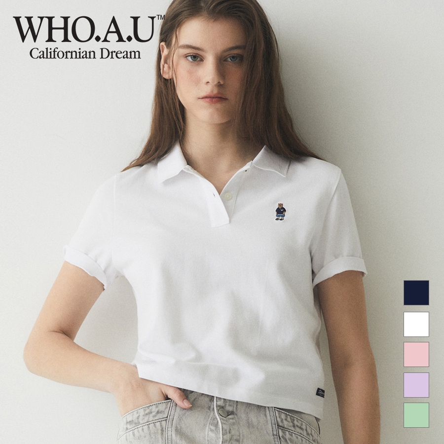 [WHO.A.U] เสื้อยืดครอป คอปก | WHHAE2421F / WHHAE3721F | Shopee Thailand