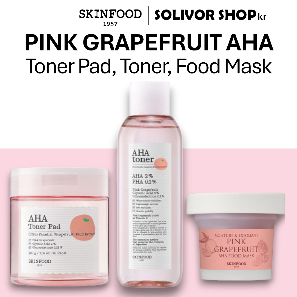[SKINFOOD] Pink GRAPEFRUIT AHA LINE (โทนเนอร์ 200ml, Food Mask 120g ...