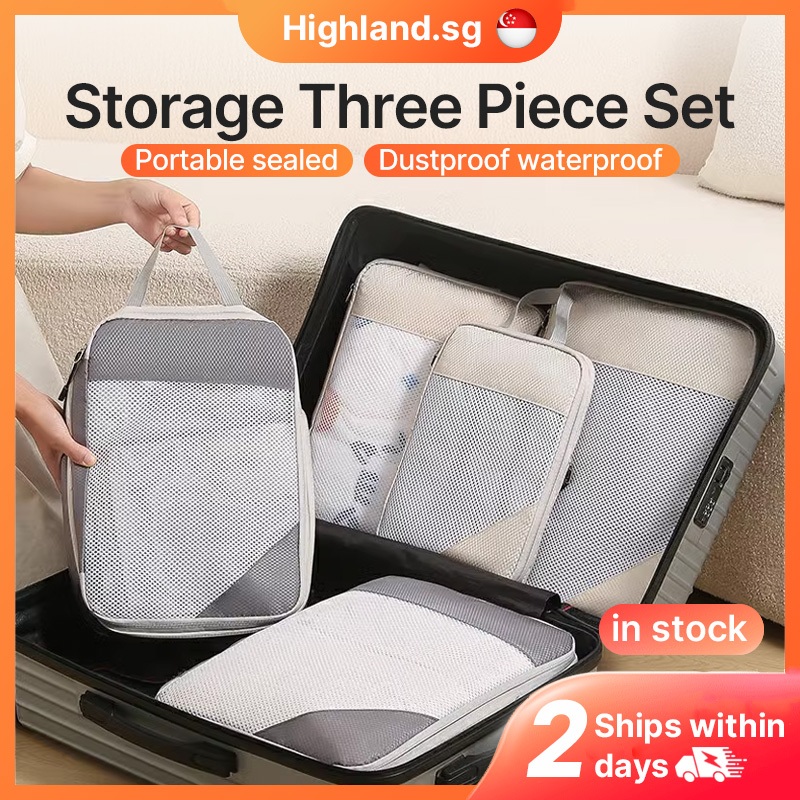 [SG]Compression Packing Cube Set 3PC กระเป๋าเดินทางบรรจุ Cube สําหรับเสื้อผ้าประหยัดพื้นที่จัด ...
