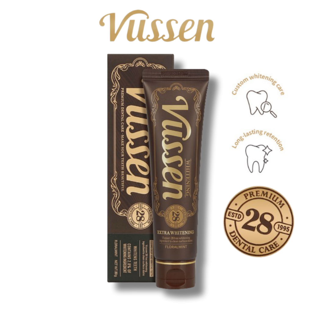 Vussen ยาสีฟันไวท์เทนนิ่ง พรีเมี่ยม อเนกประสงค์ 28 เอ็กซ์ตร้า ไวท์เทนนิ่ง 80g | Shopee Thailand