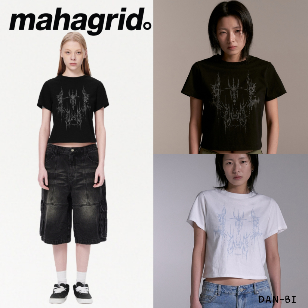 [MAHAGRID] Tattoo CROP เสื้อยืด (ของแท้จากเกาหลี 100% / 2 สี / การพิมพ์ ...