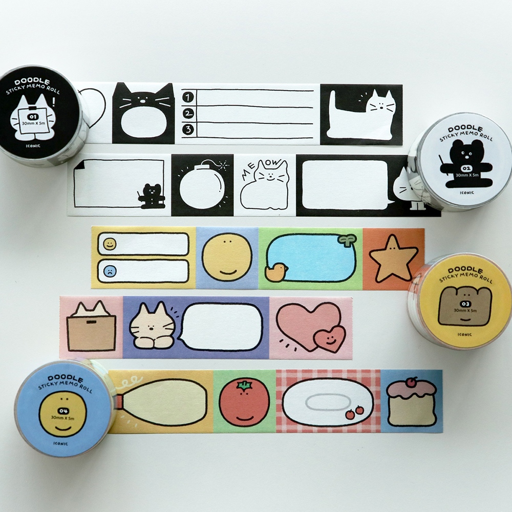 Iconic Doodle Sticky Memo Roll Tape Post-it Notes Index Labeling DIY ตก ...