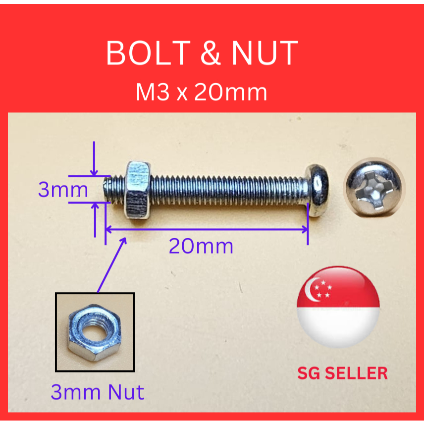 ใน สจ. สลักเกลียว M3 x 20 มม. (10 ชิ้น) และน็อต M3 (10 ชิ้น) * แถมแหวนรอง ม3 (10ชิ้น) | Shopee ...