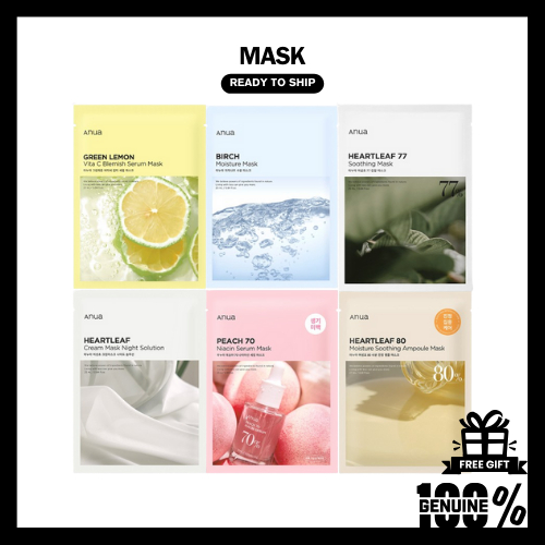 Anua Mask 6 Types Heartleaf Soothing Moisture Cream Ampoule Serum Vita ...