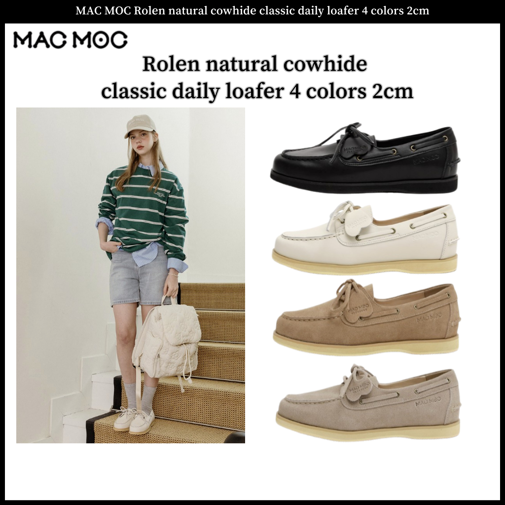 Mac MOC Rolen natural cowhide classic รายวันรองเท้าไม่มีส้น 4 สี 2 ซม. | Shopee Thailand