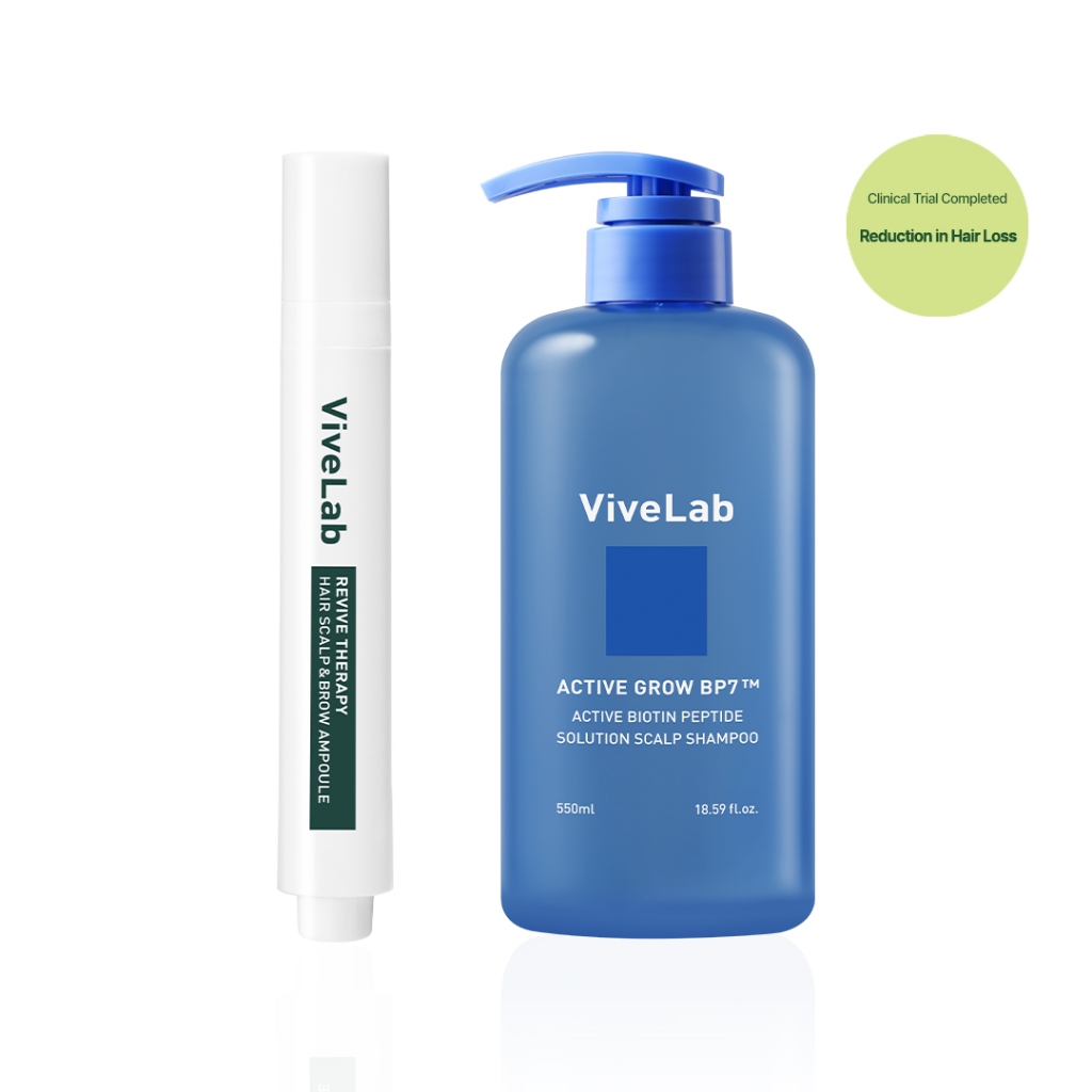 Vivelab Hair Scalp and Brow Ampoule 15ml + Active Biotin Peptide Solution Scalp Shampoo 550ml ...