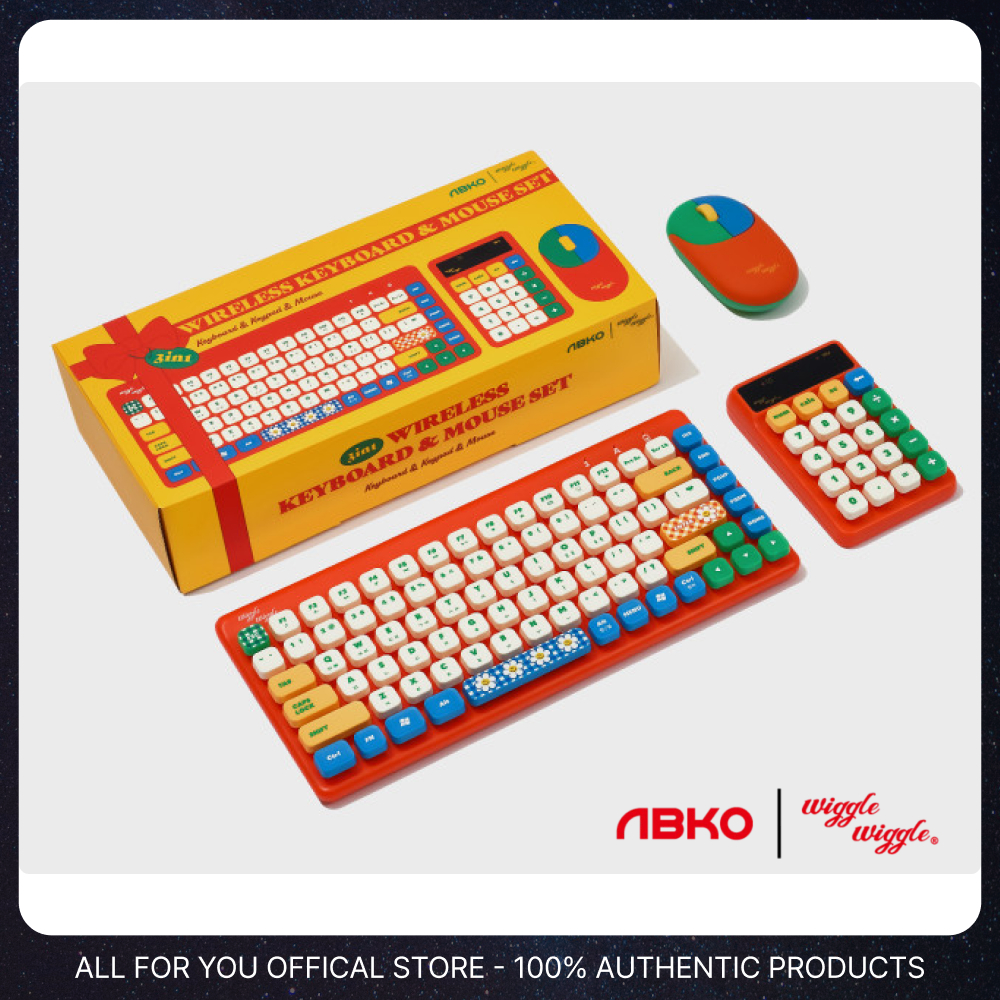 [Wiggle Wiggle X ABKO] ชุดคีย์บอร์ดและเมาส์ไร้สายและปุ่มกด | Shopee Thailand