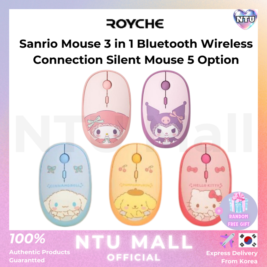 [SANRIO] Royche Mouse 3 in 1 Bluetooth Wireless Connection Silent Mouse ...