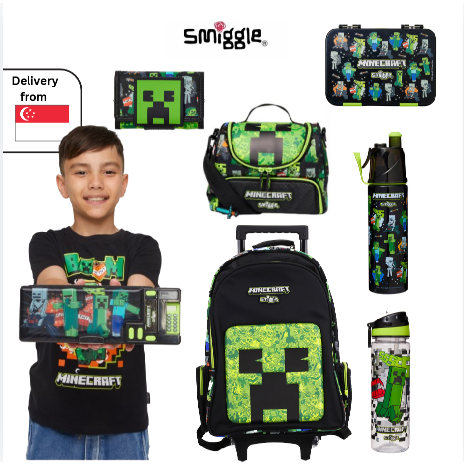 Minecraft Smiggle กระเป๋านักเรียน Minecraft ขวดน้ําล้อกระเป๋าสตางค์ ...