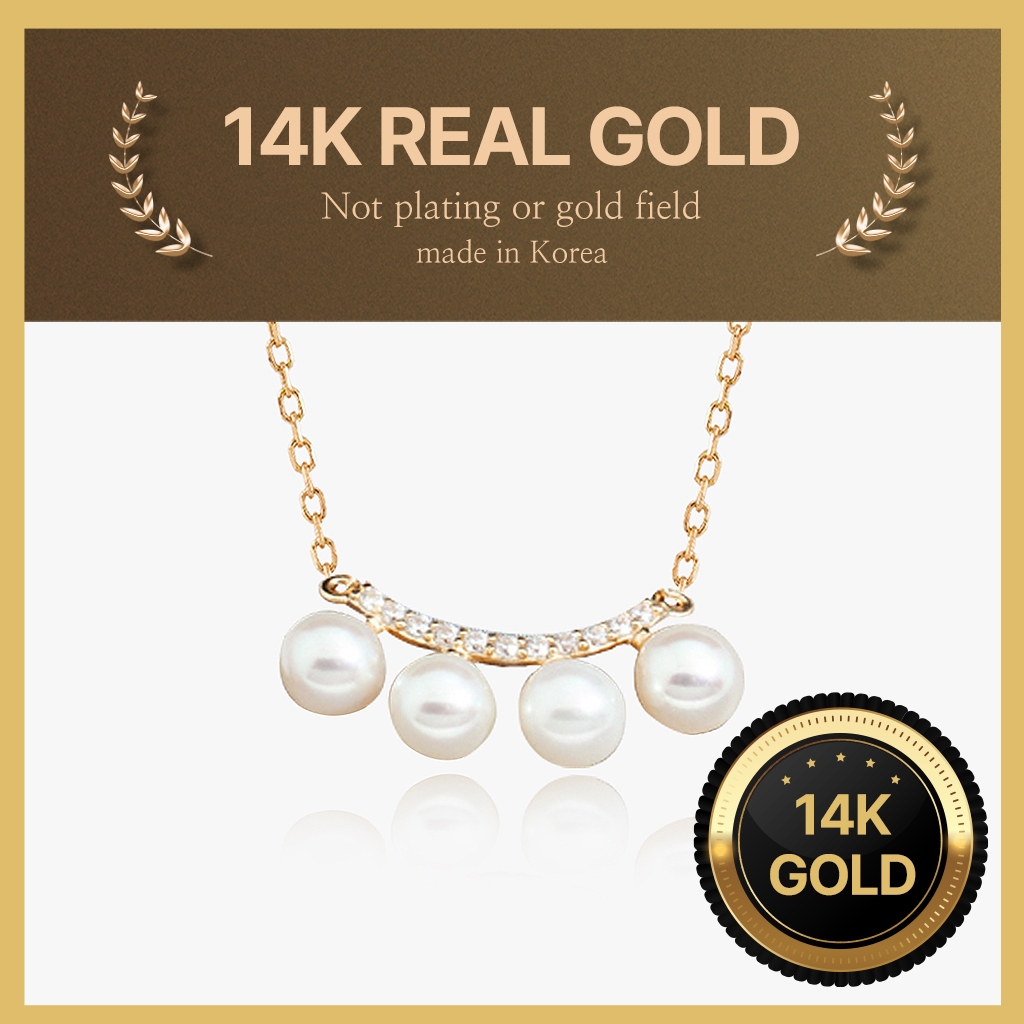 [Helene Jewelry] สร้อยคอทองคํามุก Elegance ทองแท้ 14K | Shopee Thailand