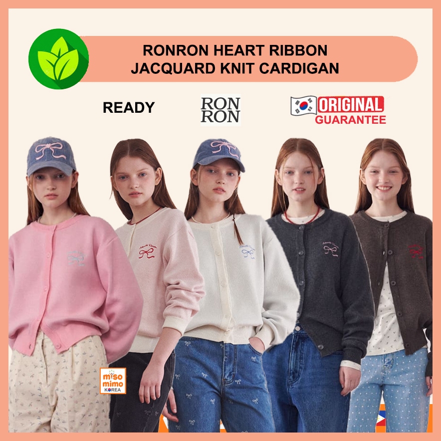 ️แท้ / พร้อมส่ง ️ Ronron HEART RIBBON JACQUARD KNIT CARDIGAN ของแท้ 100 ...