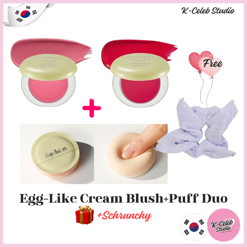 Freshian Egg-Like Cream Blush+Puff Duo Set | Shopee Thailand
