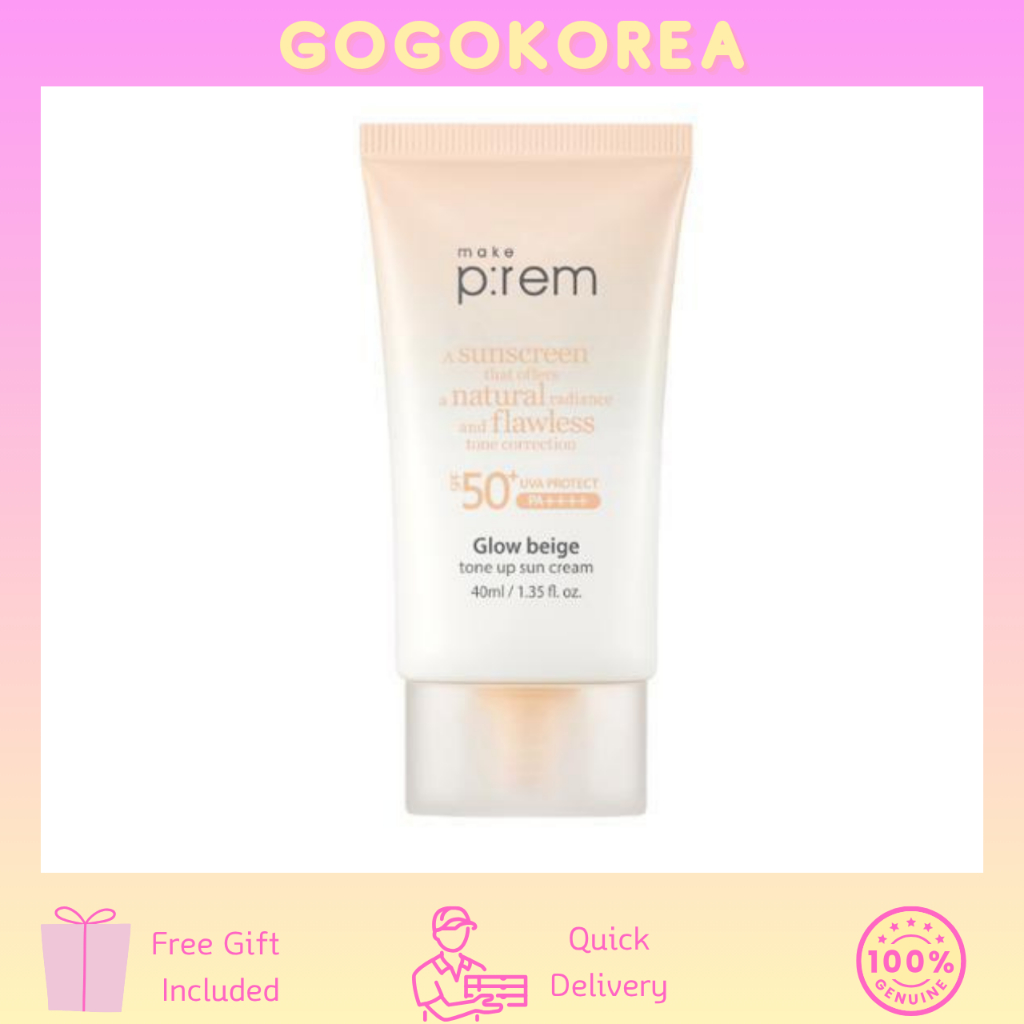 [MAKE PREM] Glow Beige Tone Up Sun Cream 40mL | Shopee Thailand
