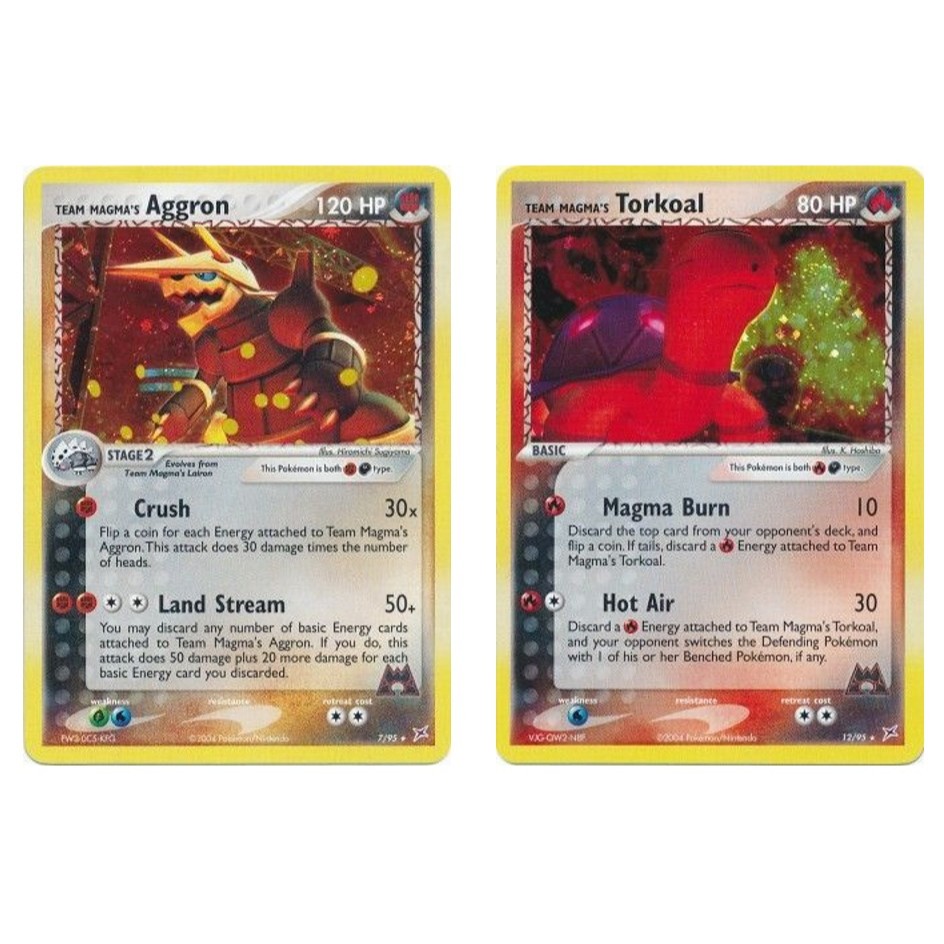 ทีมโปเกมอนภาษาอังกฤษ Magmas Aggron - 7/95 /Team Magmas Torkal - 12/95 - Holo Ex Team Magma vs ...