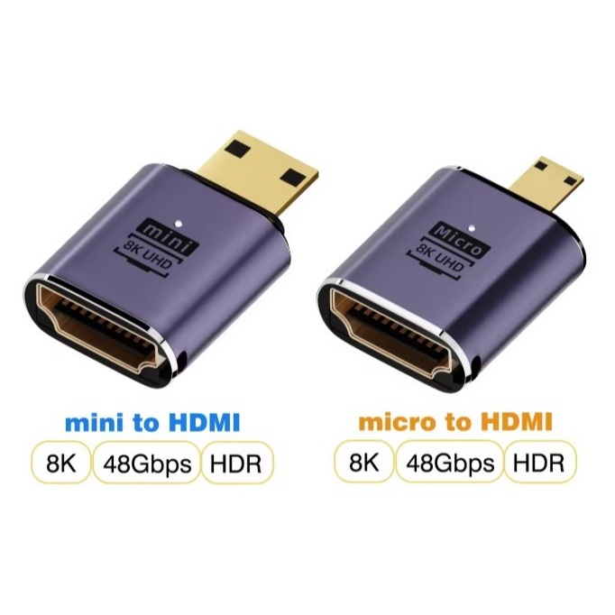 อะแดปเตอร์ Micro Mini HDMI 2.1 8K 60HZ 4K 120HZ สําหรับกล้องแล็ปท็อป ...