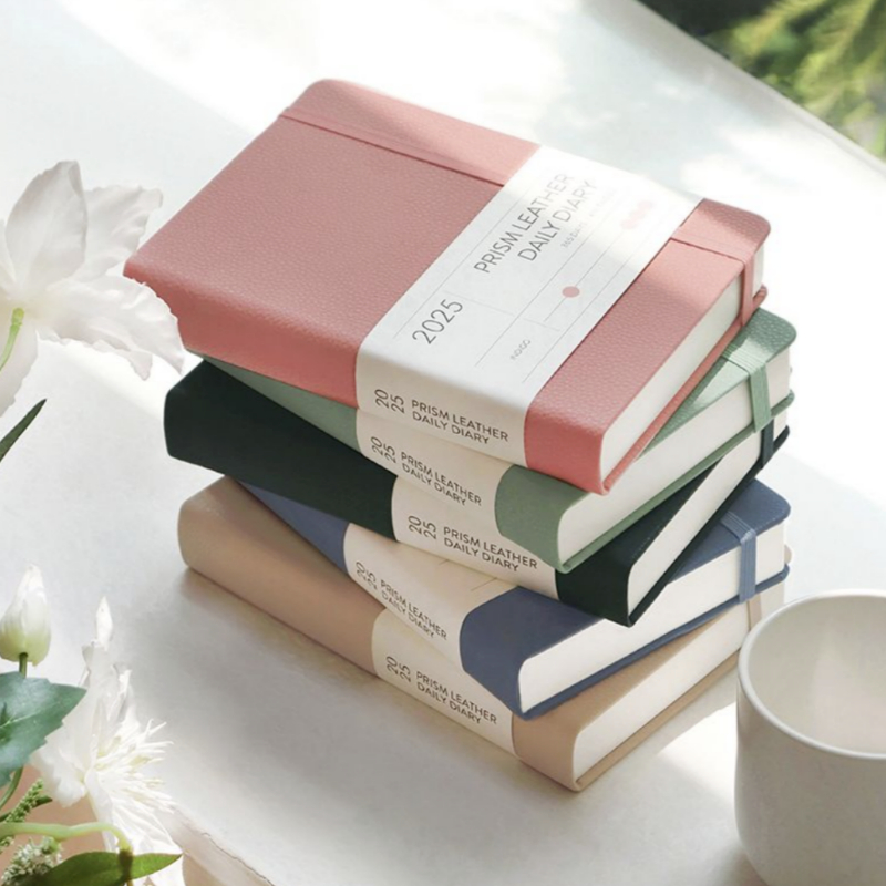 [KOREA] 2025 Prism Leather B6 Daily Diary 5color Portable Memo Notepad Kraft Diary Student ...