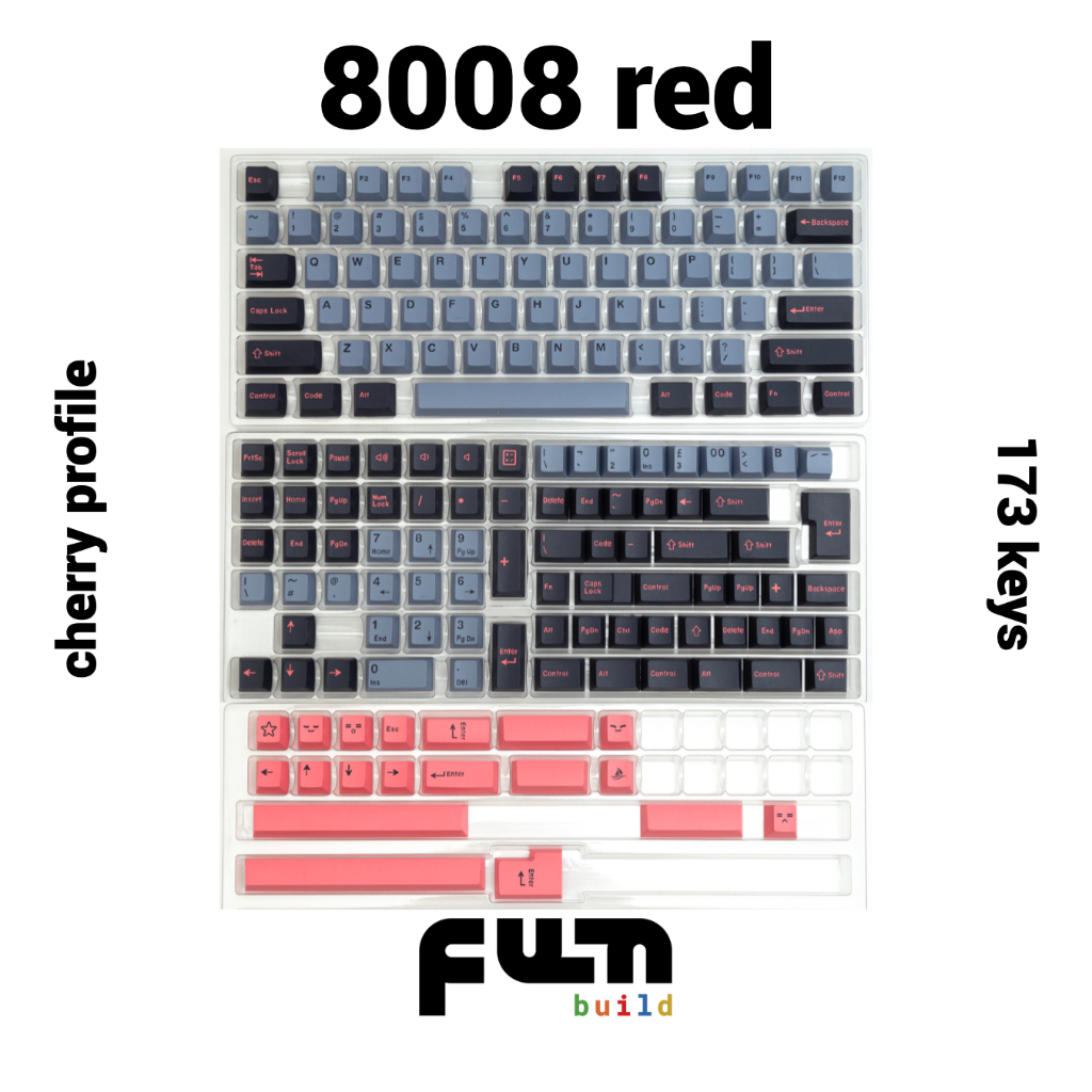 8008 RED Keycaps 173 คีย์โปรไฟล์เชอร์รี่ ABS Double-Shot เหมาะกับเค้า ...