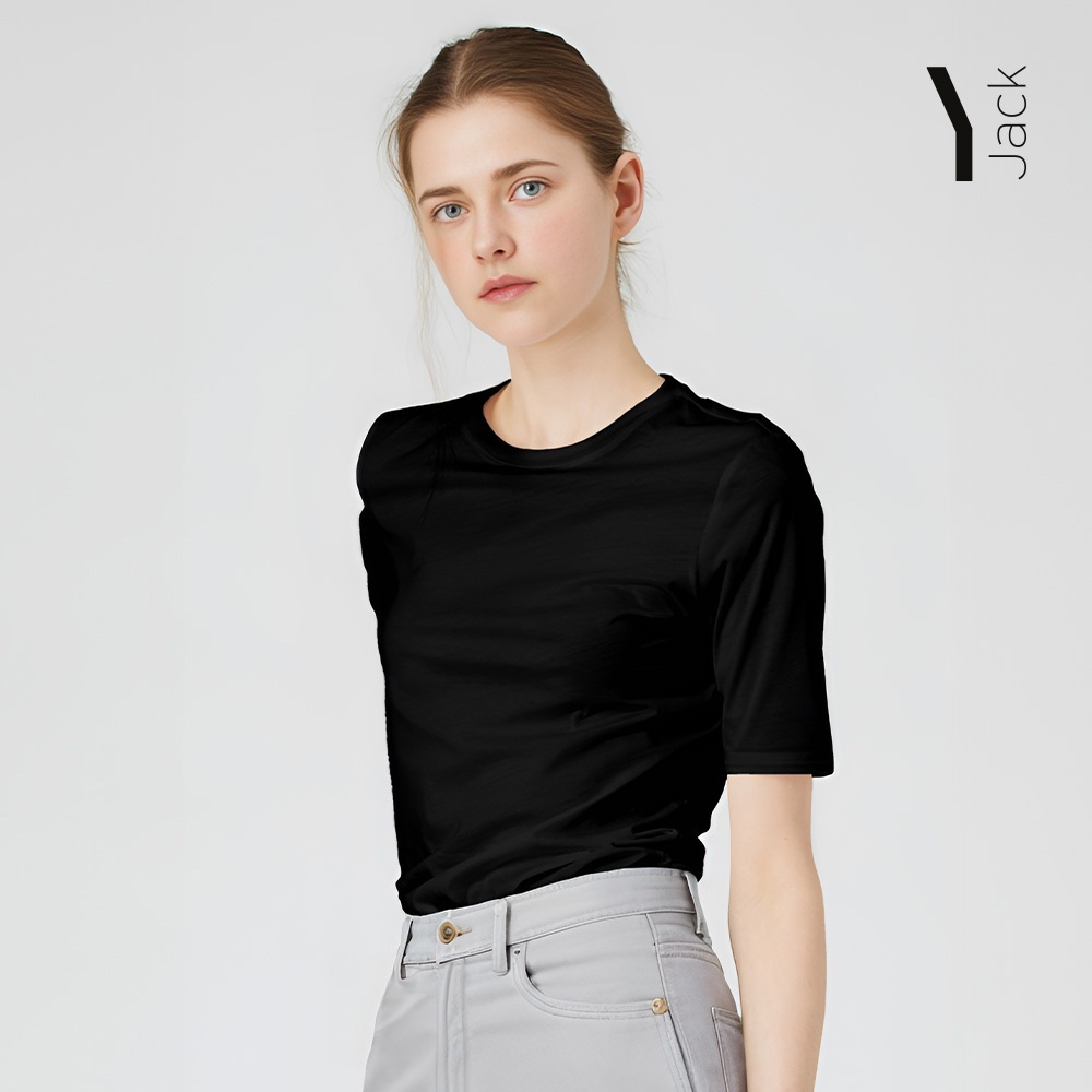 [YJACK] เสื้อยืดคอเหลี่ยมผ้าฝ้ายเจอร์ซีย์บาง (115gsm) | Shopee Thailand