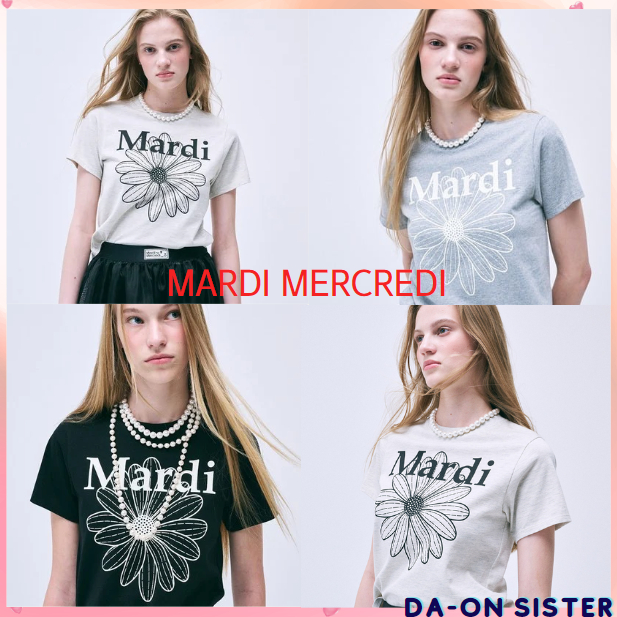 New COLOR [ MARDI MERCREDI ] SLIM TSHIRT FLOWERMARDI (12color) เกาหลี ...