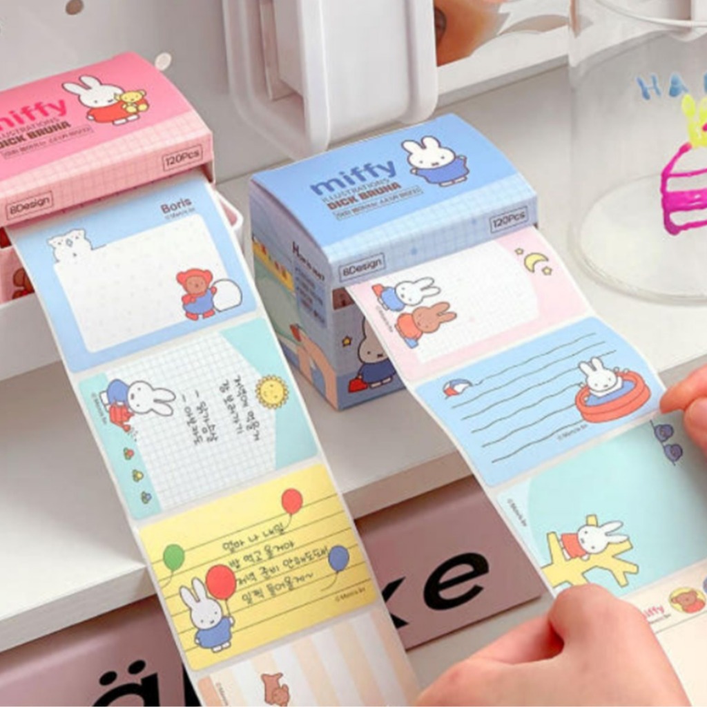 กระดาษโน้ต Miffy Memo Roll น่ารักพร้อมเคส | สติ๊กเกอร์ตกแต่งไดอารี่ ...