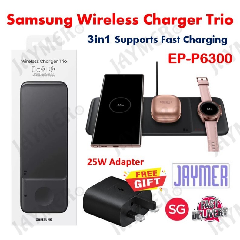 [SG] Samsung 3in1 Wireless Charger Trio EP-P6300 Fast Charging Adapter ...