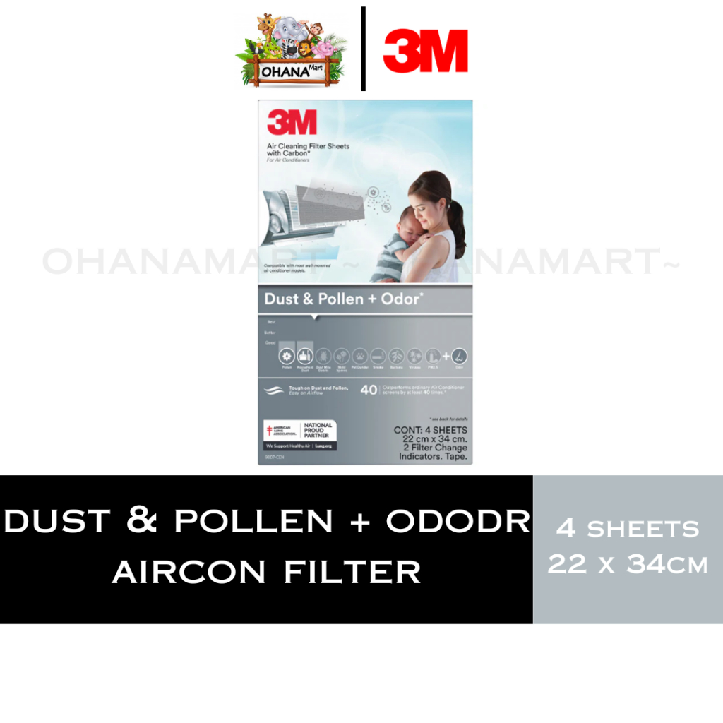 3m Filtrete แผ่นฟิลเตอร์ทําความสะอาด Air Con 9807-CEN (Dust & Pollen + กลิ่น) - แพ็ค (ชนิดแผ่น ...