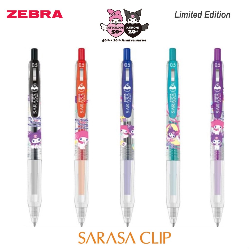 Zebra SAARASA CLIP Gel Ink Rollerball 0.5mm Set JJ15-MMKU-5C Limited Edition "My Melody Kuromi ...
