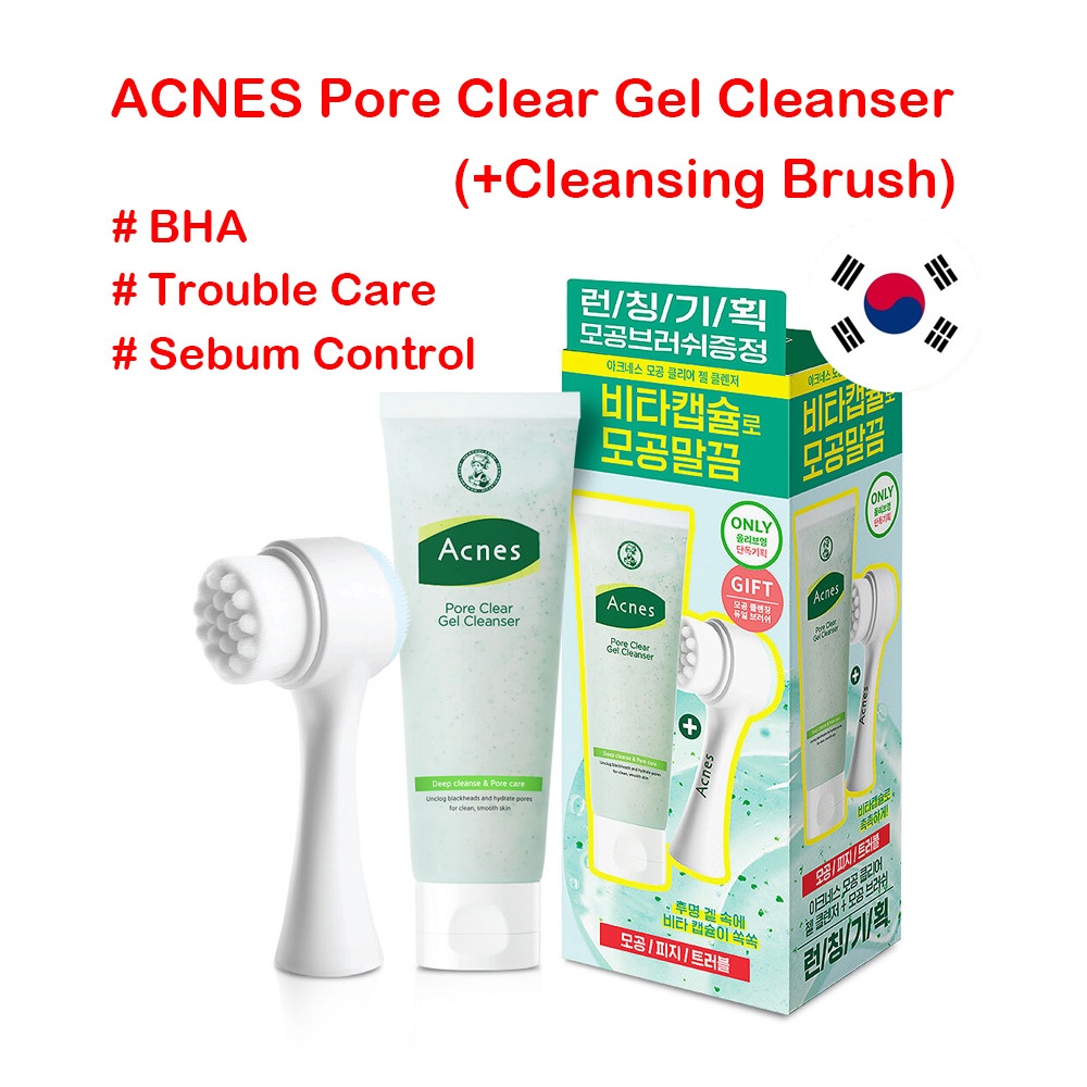 เกาหลี ACNES Pore Clear Gel Cleanser 125ml (+คลีนซิ่งแปรง) BHA, Trouble ...