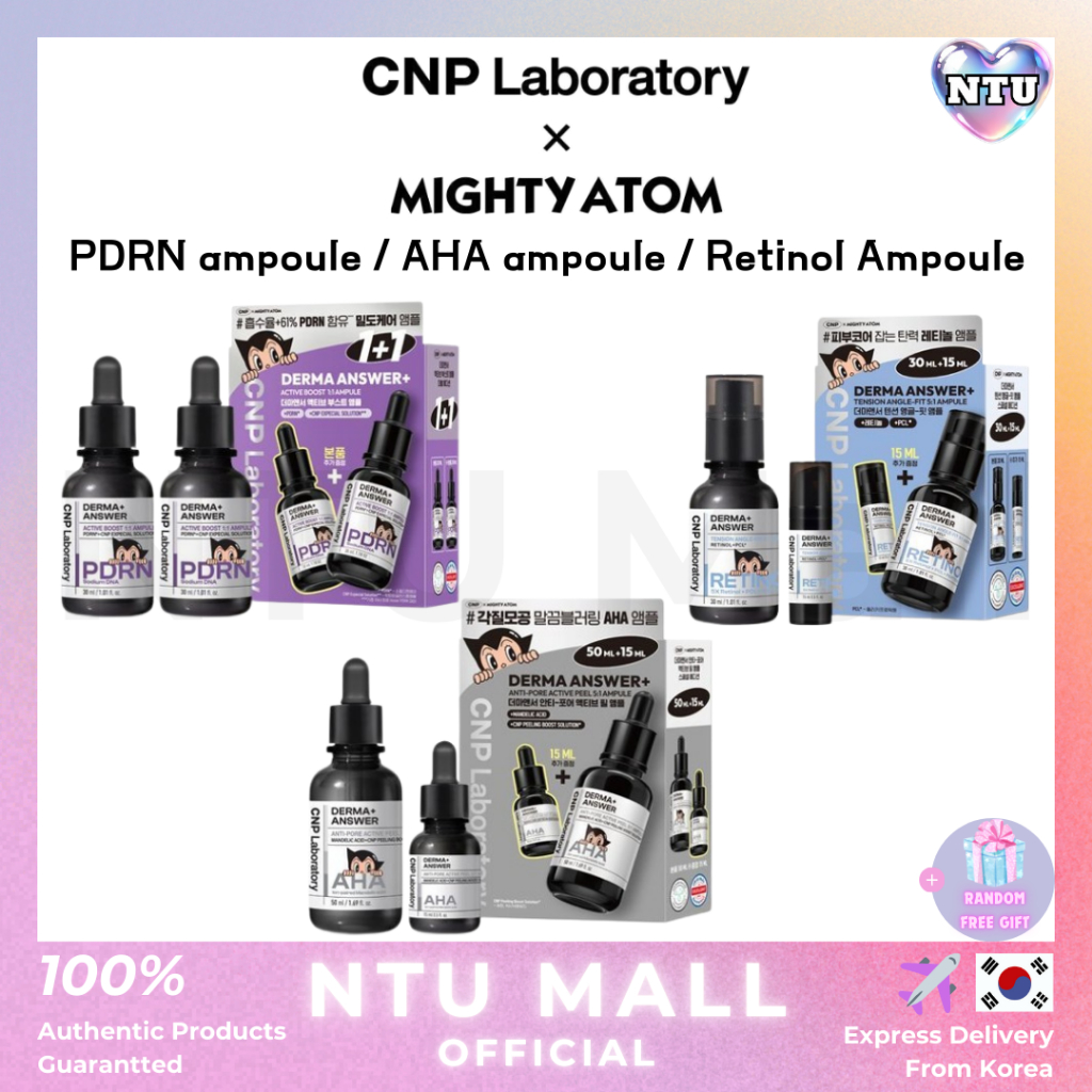 [ใหม่] Cnp x ATOM Collaboration Derma PDRN / AHA / Retinol Ampoule Set | Shopee Thailand