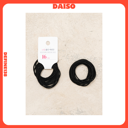 DAISO No-Tip Thin Hair Ties – 16 ชิ้น (ประมาณ เส้นผ่านศูนย์กลาง 5 ซม. สีดํา) | Shopee Thailand
