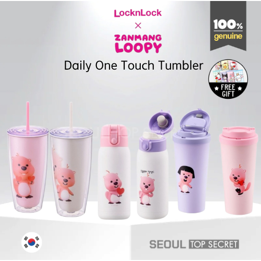[LocknLock X Zanmang Loopy] Daily One Touch Tumbler 370ml , 550ml / แก้วเก็บความเย็นฟางผนังคู่ ...