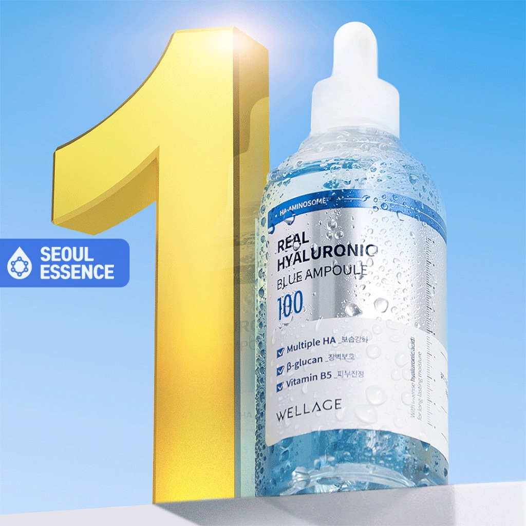 Wellage Real Hyaluronic Blue 100 Ampoule - หลาย HA, β-กลูแคน, วิตามิน ...