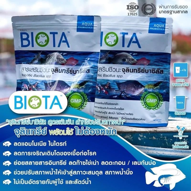 BIOTA ไบโอต้า จุลินทรีย์แก้น้ำเขียว น้ำหนึด ลดเลนก้นบ่อ สำหรับบ่อกุ้ง ...