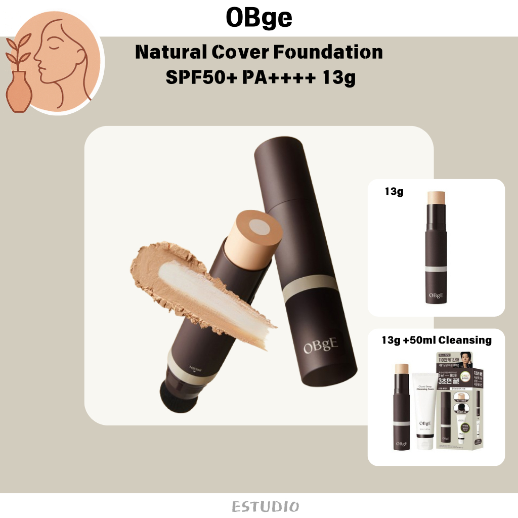 OLIVEYOUNG OBgE Natural Cover Foundation SPF50+ PA++++ 13g, 3 เฉดสี Korea Delivery | Shopee Thailand