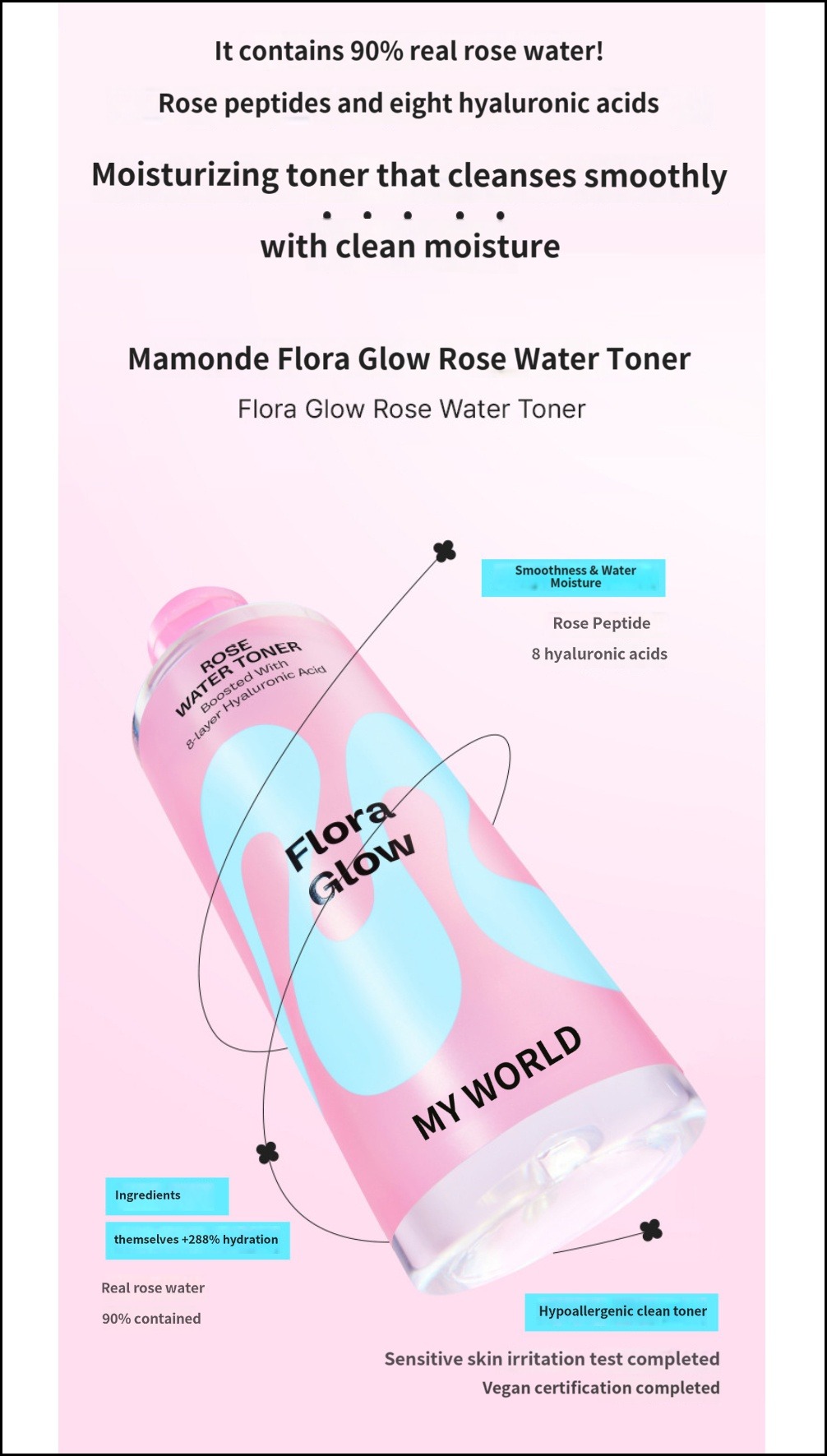 [MAMONDE]Flora Glow Rose Water Toner 500ml,Liquid Mask 80ml,Smoothing Ceam 50ml | Shopee Thailand
