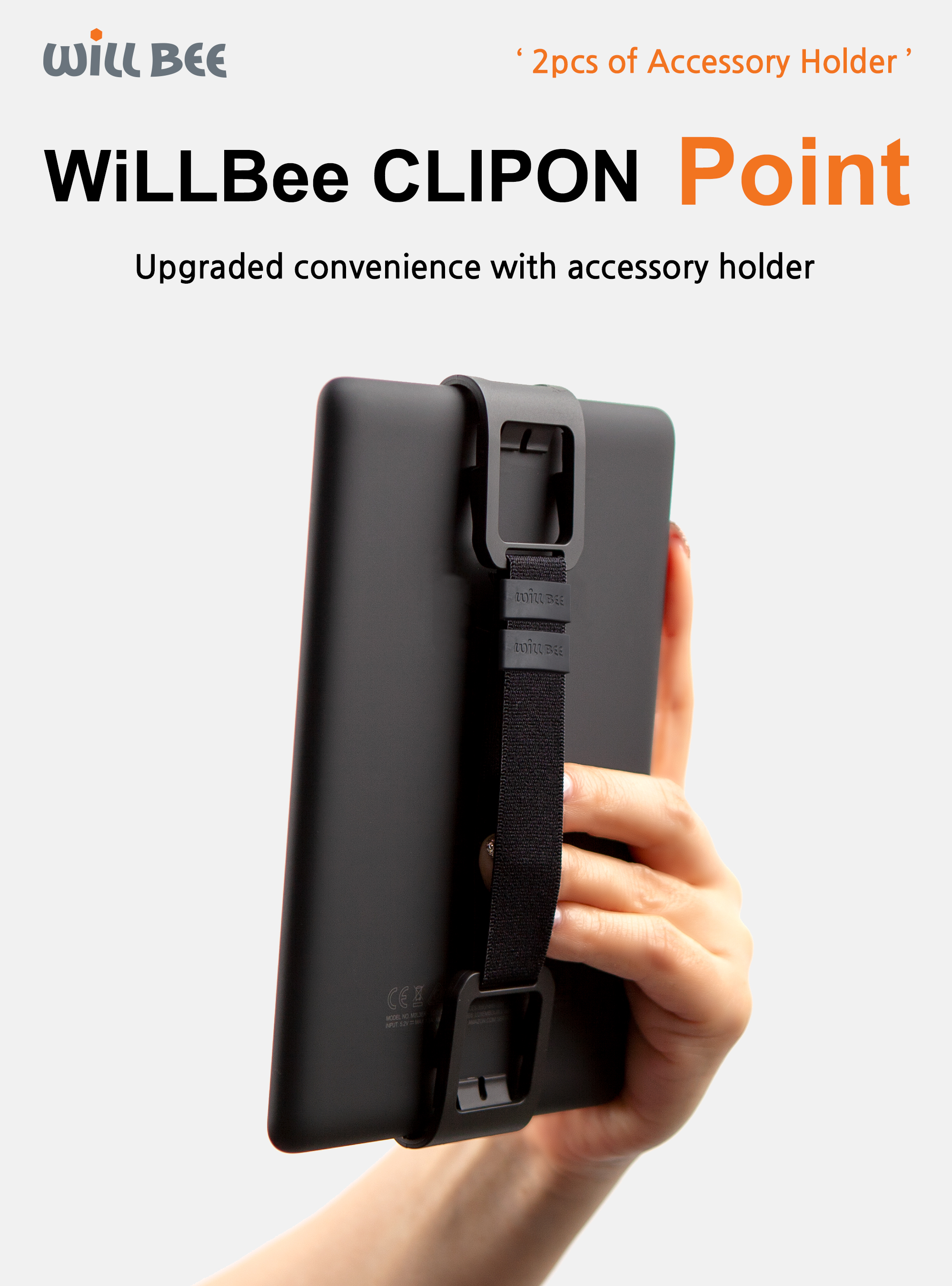 WiLLBee CLIPON Point Wide (สําหรับอุปกรณ์ 18-22 ซม.) 2 ชิ้นผู้ถืออุปกรณ์เสริม/eBook Reader แท็บ ...