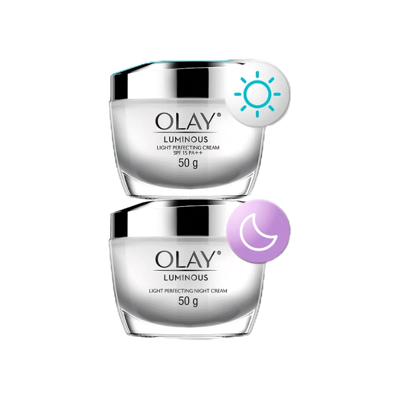 [คู่] OLAY Luminous Light Perfecting Day + Night Cream เซรั่มและครีมลด ...