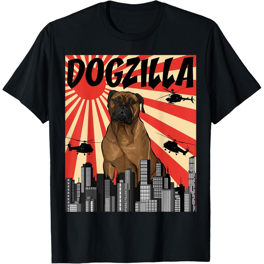 เสื้อยืด Dogzilla Bullmastiff แบบคลาสสิกย้อนยุคสไตล์ญี่ปุ่น ดีไซน์ตลก ...
