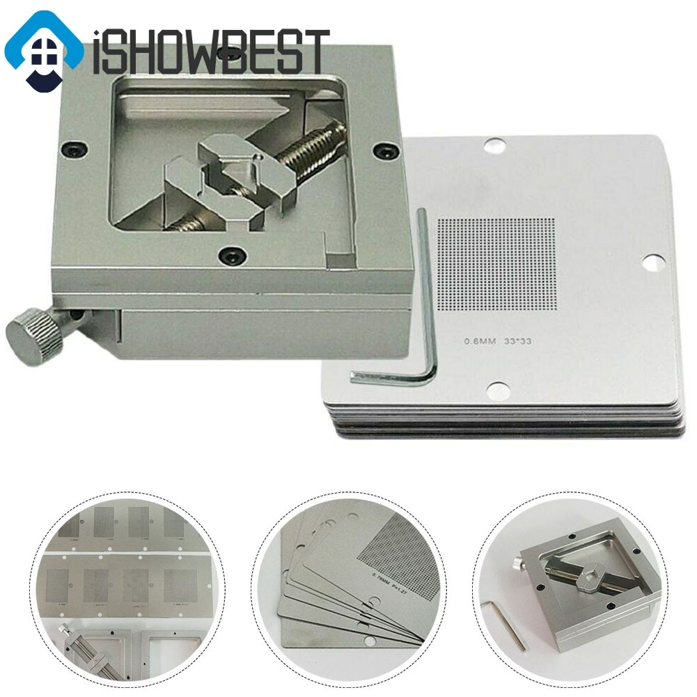 BGA Reballing Kit 90 มม.Reball Station Fixture Jig 10 ชิ้น Universal ...