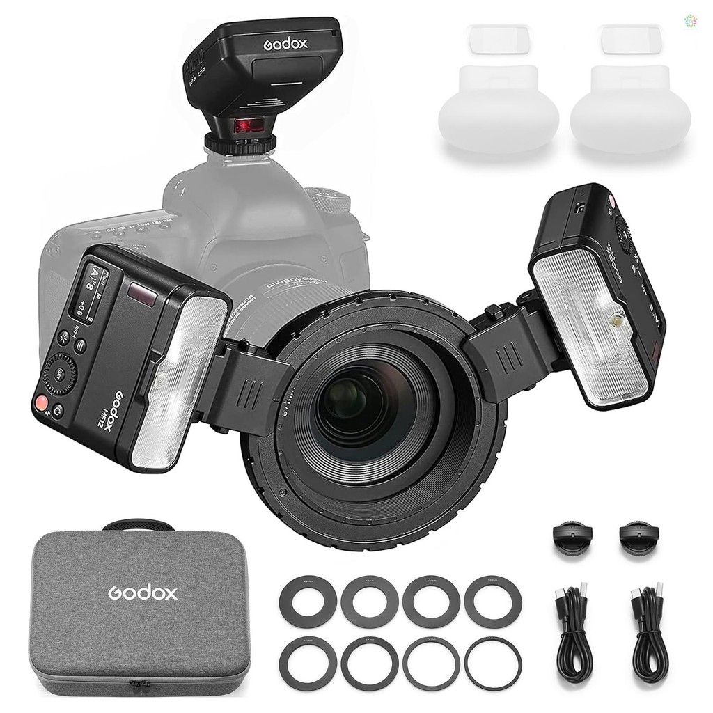 GODOX MF12-DK1 Macro Flash Kit รวมถึง 2 x MF12 Off-Camera TTL Flash ...