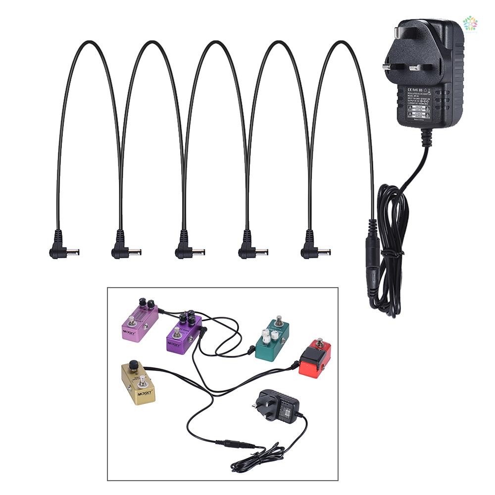 Audioworld กีตาร์อะแดปเตอร์แหล่งจ่ายไฟ 9V DC 1000mA 5 Way Daisy Chain ...
