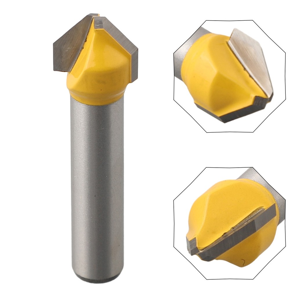 8 มม. 90 องศา V-shaped Flat Head Router Bit งานไม้แกะสลักเครื่องตัดม ...