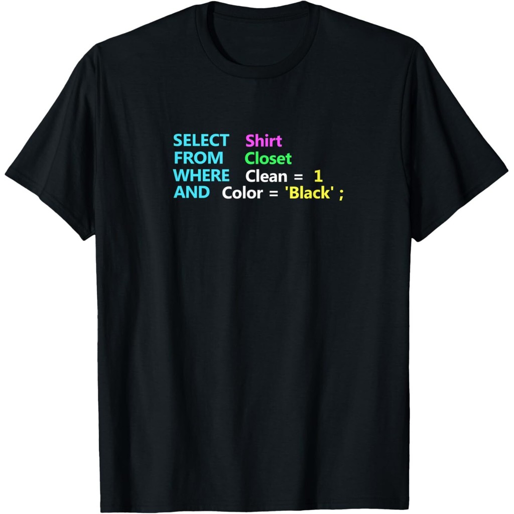 โปรแกรมเมอร์ Sql Query Geek Database Coding เสื้อยืด Mans | Shopee Thailand