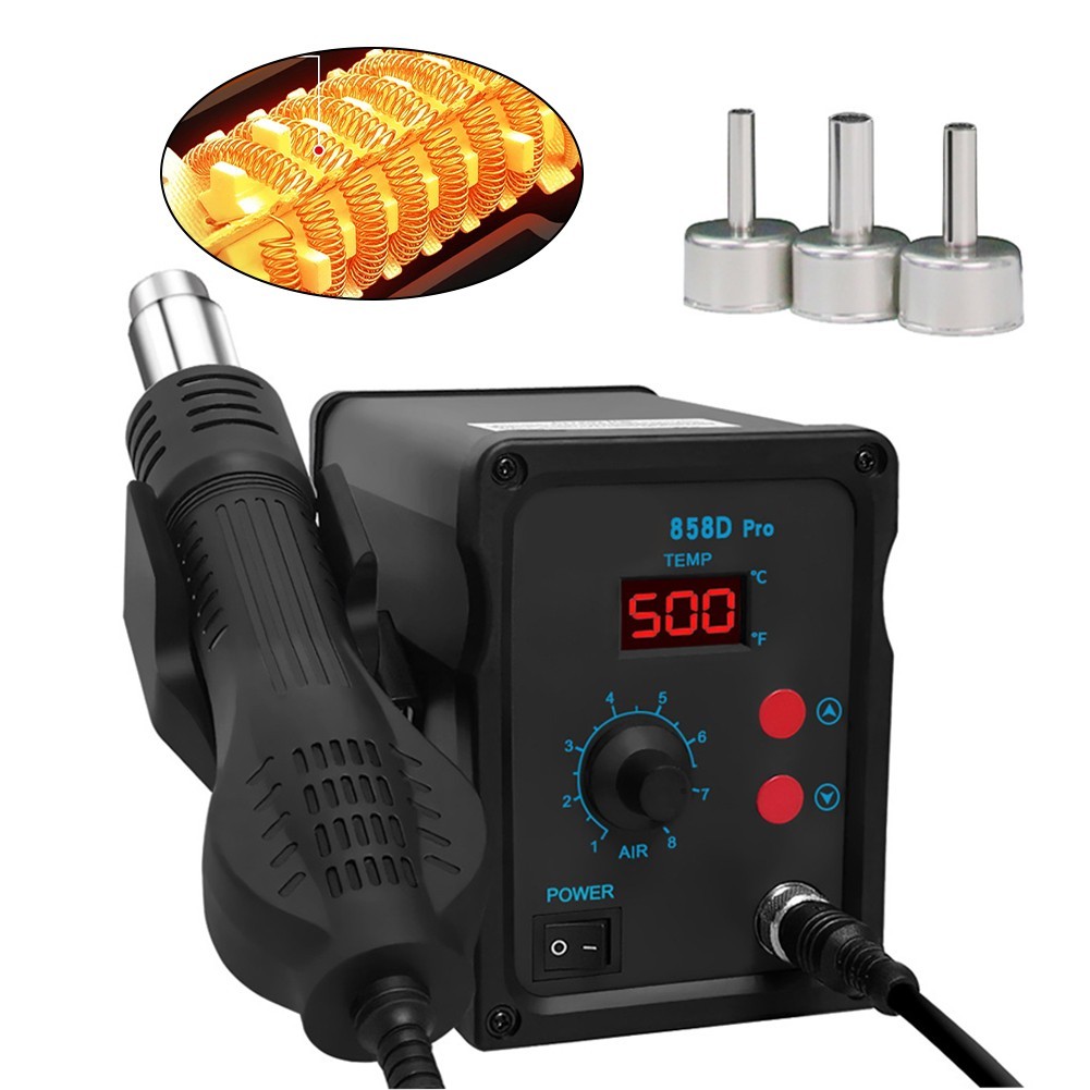 858D Rework Station เครื่องมือลมร้อน 220V Desoldering Station พร้อม Hot ...